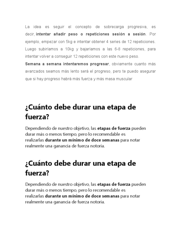 La Idea Es Seguir El Concepto de Sobrecarga Progresiva | PDF