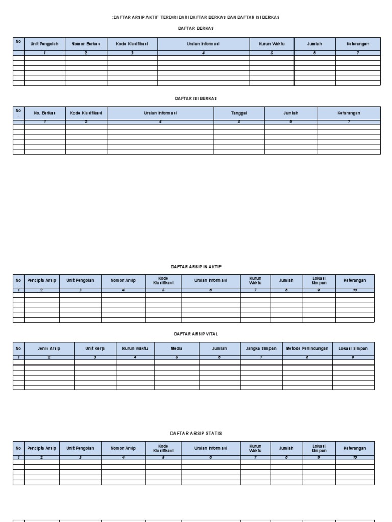 Format Daftar Arsip | PDF