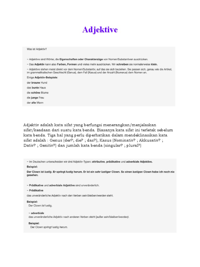 Adjektive | PDF