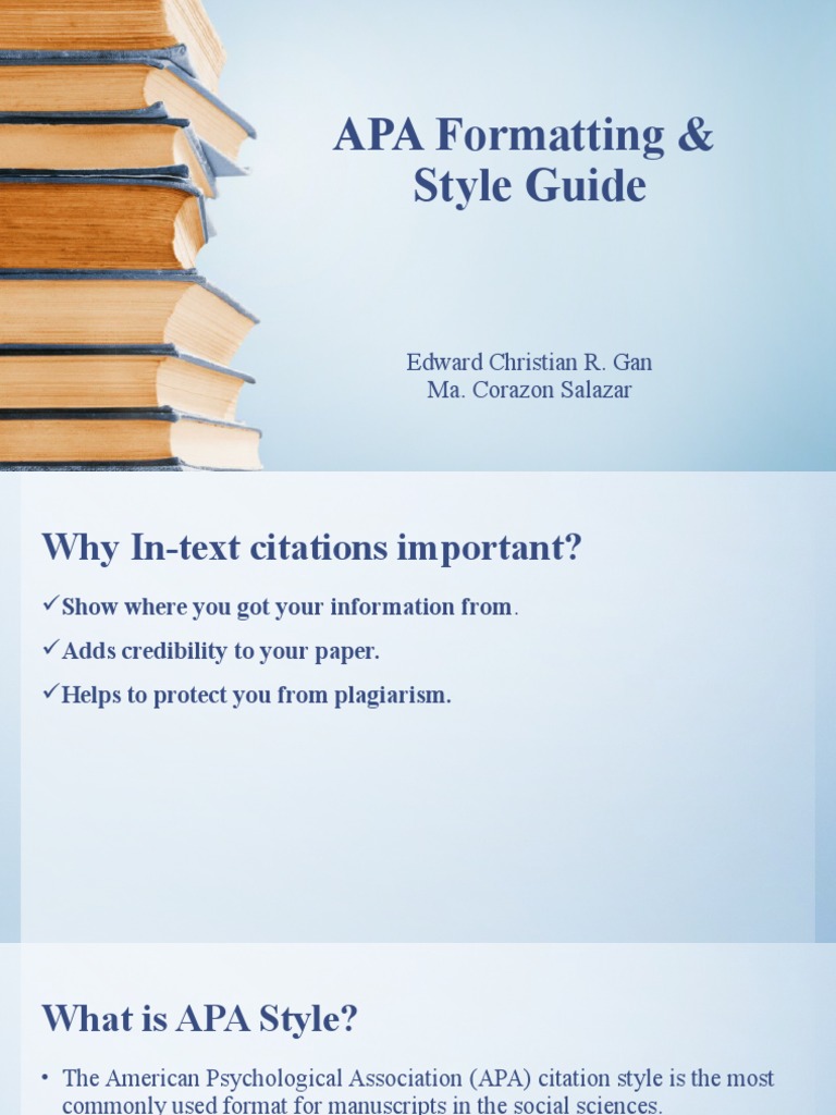 APA Formatting & Style Guide: Edward Christian R. Gan Ma. Corazon ...