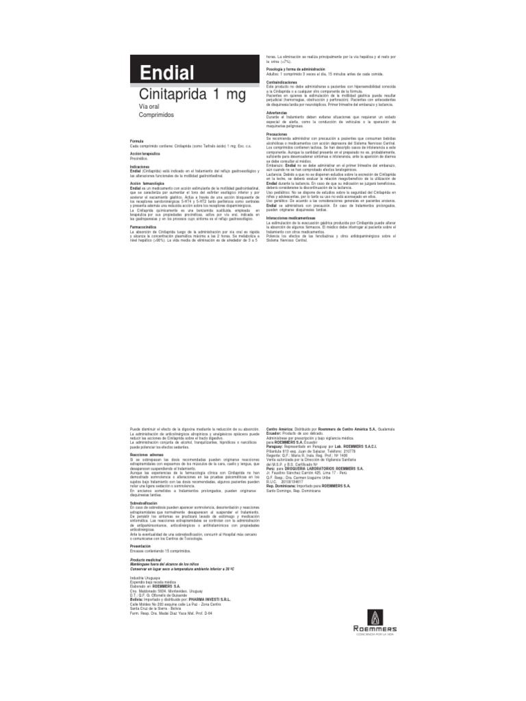 ENDIAL | PDF | Medicamentos con receta | Especialidades Medicas