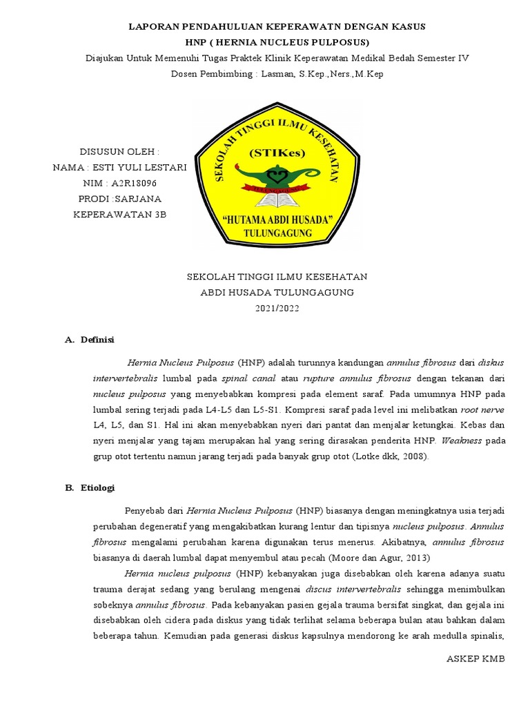 LP Dan Askep HNP Esti Yuli Lestari (A2R18096) S1 Kep 3B | PDF