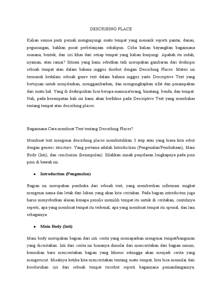 Materi Describing Place Kelas 8 | PDF