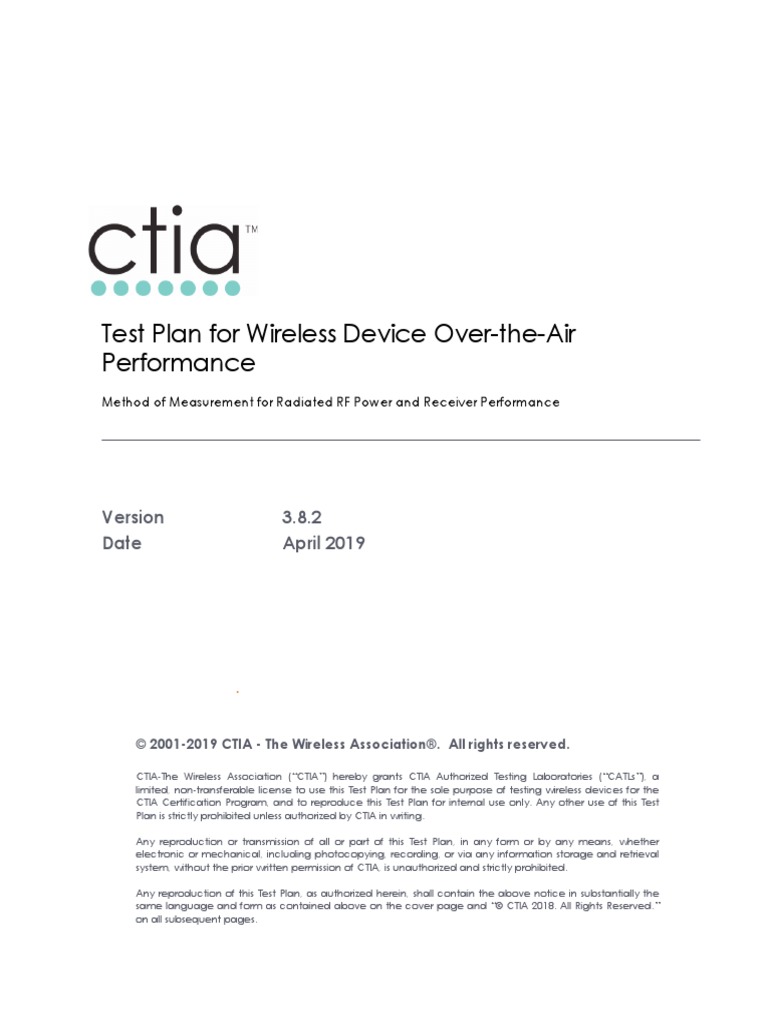 Ctia Ota Test Plan 3 8 2 | Download Free PDF | Mobile Technology ...