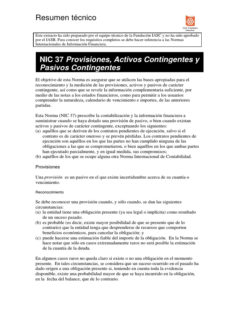 Nic 37 | PDF | Contabilidad | Economias