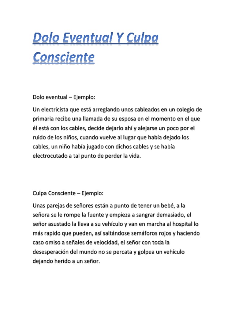 Dolo Eventual Y Culpa Consciente | PDF