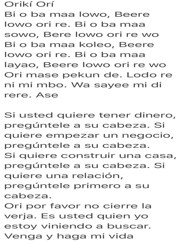 Orikí Orí | PDF
