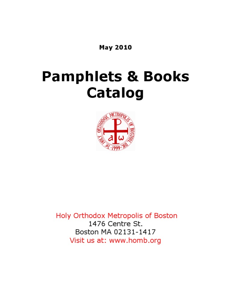 Pamphlets and Books Catalog | PDF | Eastern Orthodox Church | Catholic ...