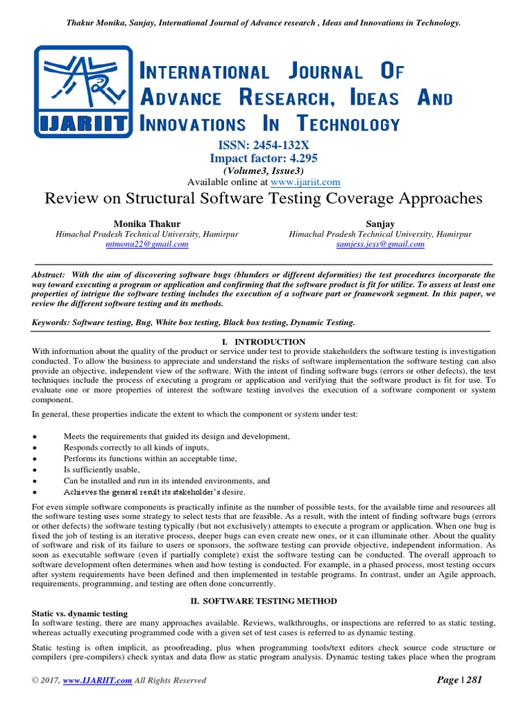 Review On Structural Software Testing Coverage Approaches: ISSN: 2454 ...