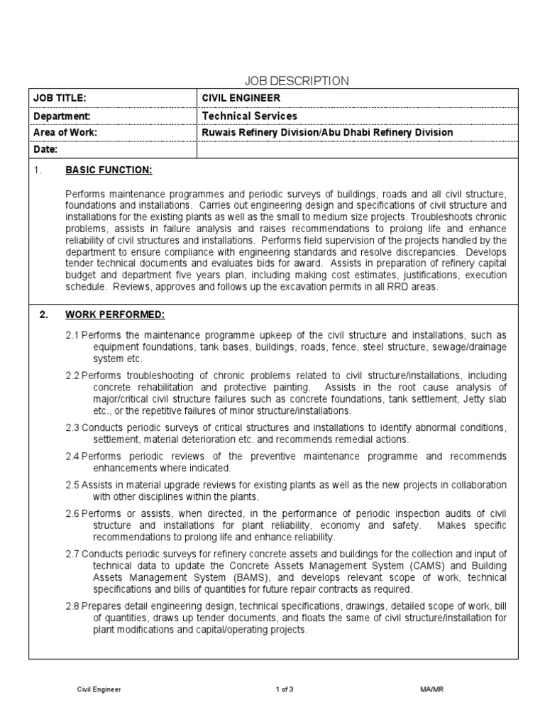 Takreer - Civil Engineer | PDF | Specification (Technical Standard) | Reliability Engineering