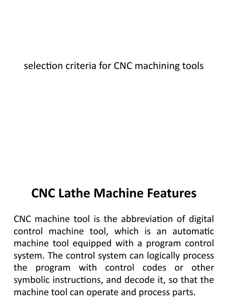 Selection Criteria For CNC Machining Tools | PDF | Machining | Numerical Control