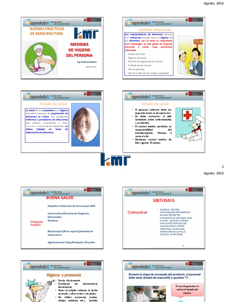 BPM I.4 Normas e Higiene Personal | PDF | Lavado de manos | Alimentos