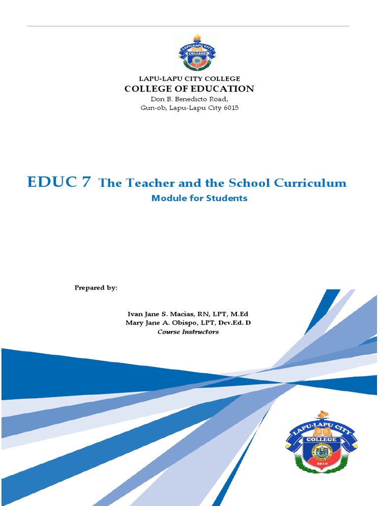 Educ 7: The Teacher and The School Curriculum | Download Free PDF ...