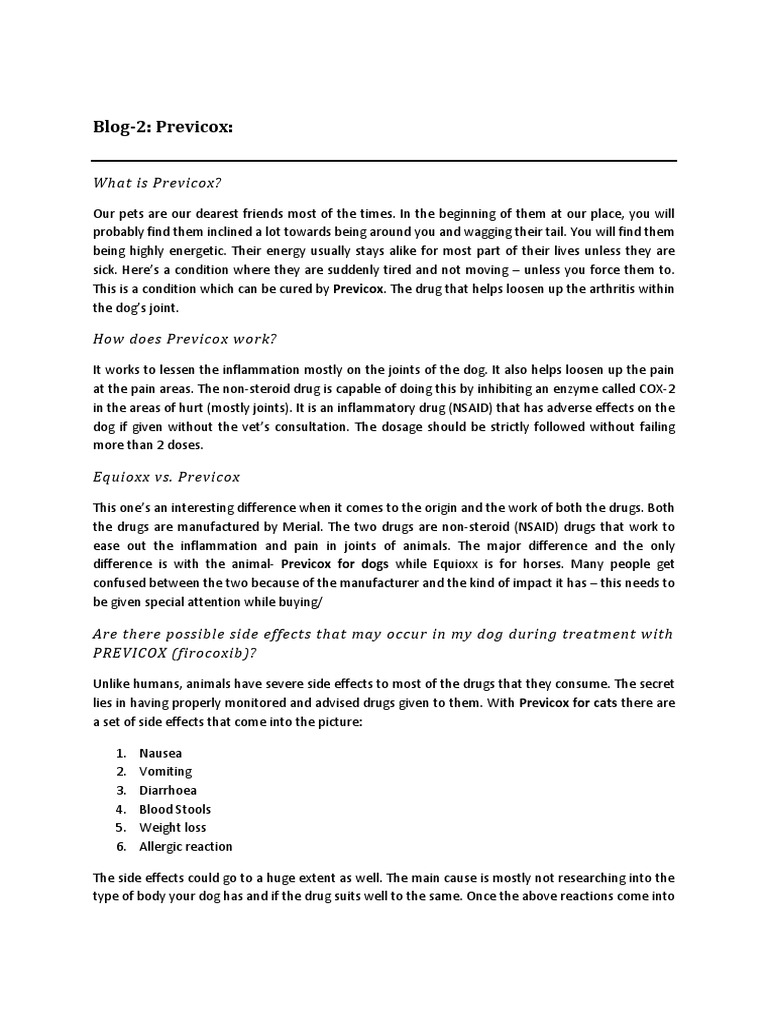 822 Blog - Previcox | PDF | Chemistry | Dose (Biochemistry)
