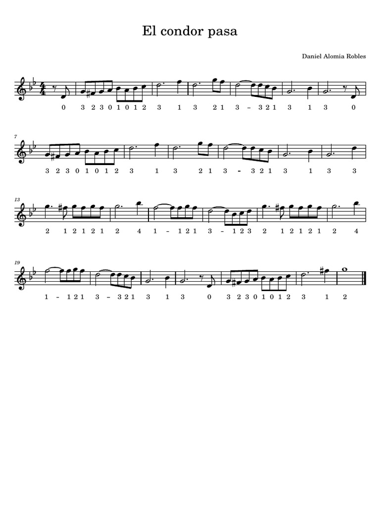 El - Condor - Pasa Violin Sol Menor | PDF