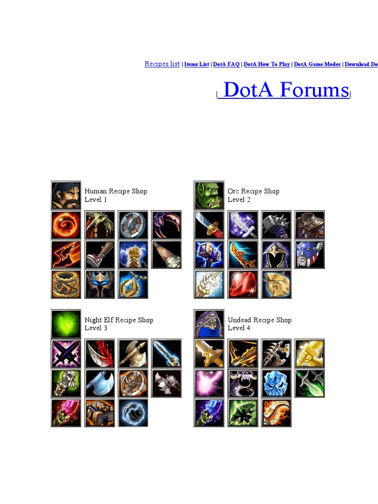 Dota Forums: Recipes List | PDF