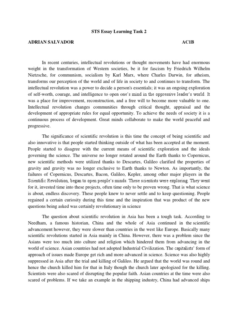 STS Essay Learning Task 2 | PDF | Science | Asia