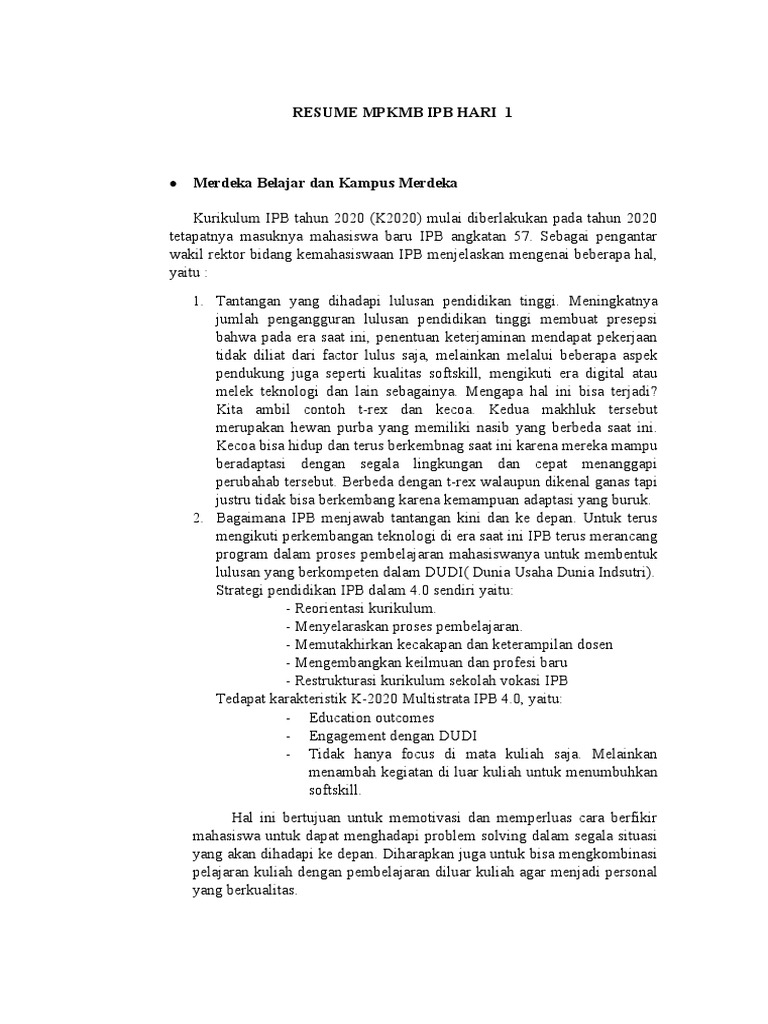 MPKMB IPB: Kesiapan Mahasiswa Baru | PDF