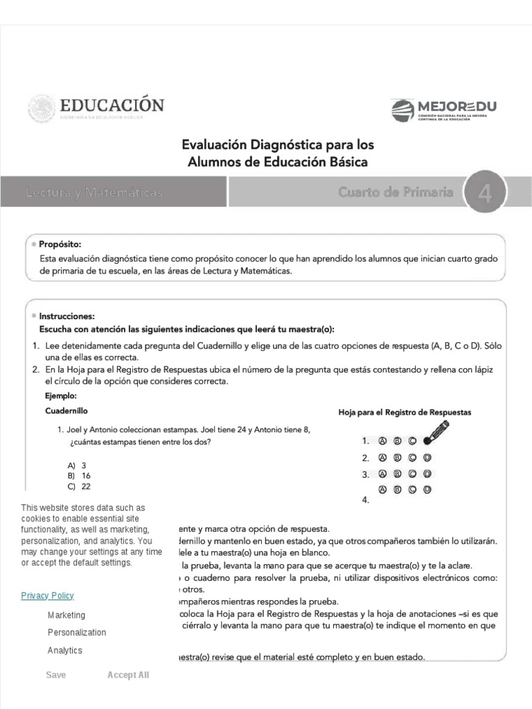 Evaluación Diagnóstica Cuarto Grado | PDF | Exoplaneta | Diente