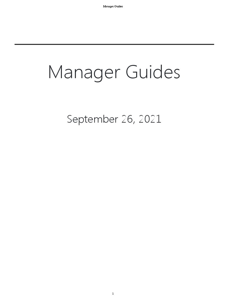 Manager Guides: September 26, 2021 | PDF | Installation (Computer ...