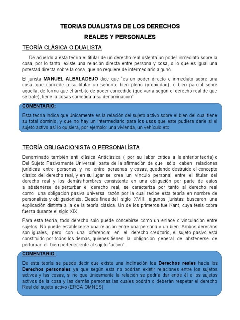 Teoría Clásica o Dualista | PDF | Bienes (Ley) | Teoría