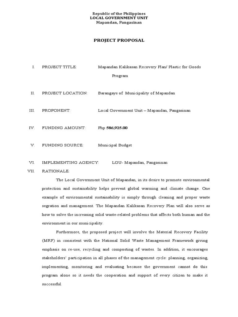 Project Proposal: Local Government Unit | PDF | Waste | Waste Management
