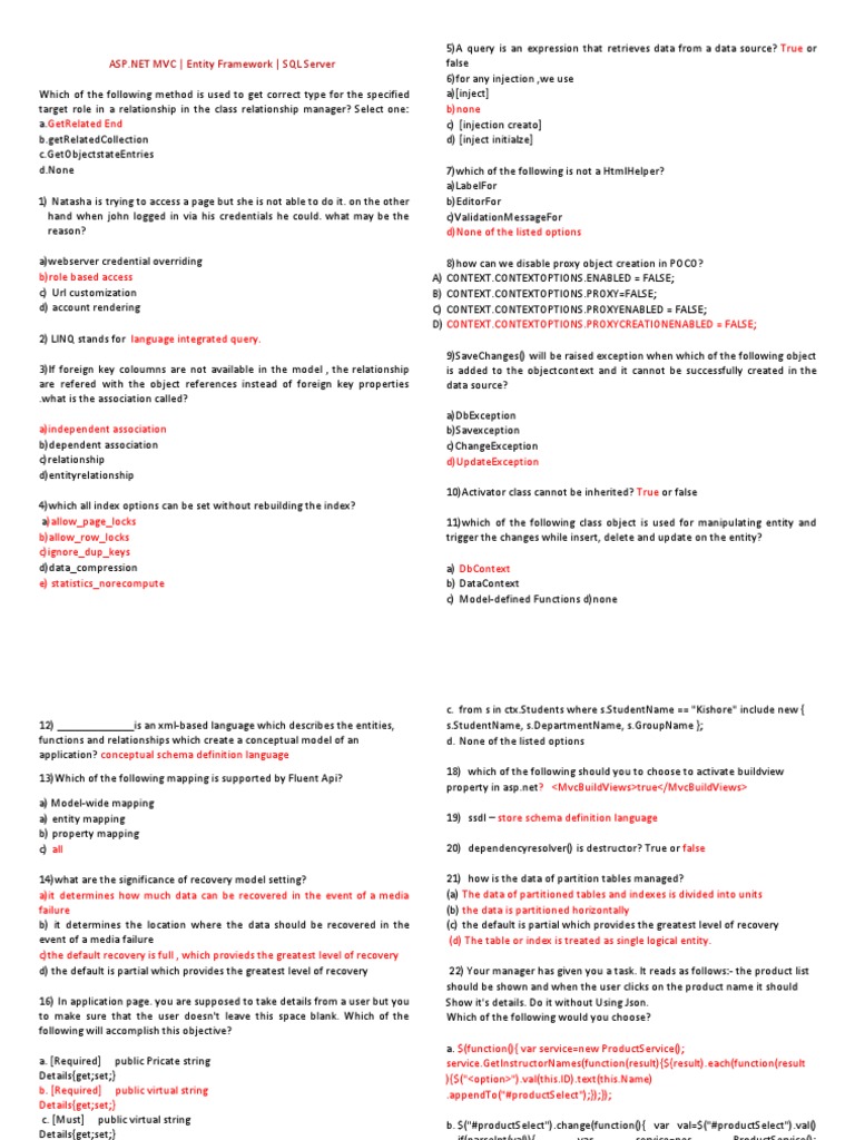 Mvc Entity Framework Sql Server Pdf Pdf Database Index Entity Framework