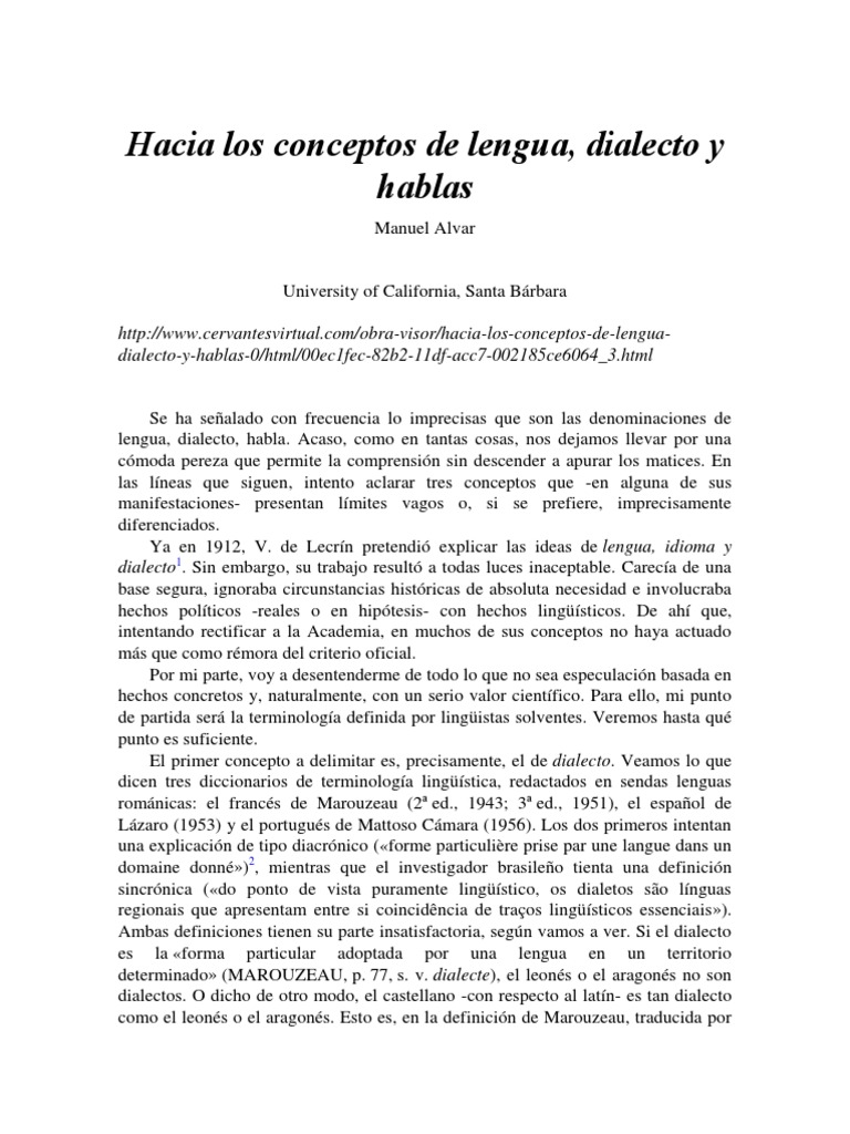 Conceptos de Lengua, Dialecto y Habla | PDF | Dialecto | Lengua española