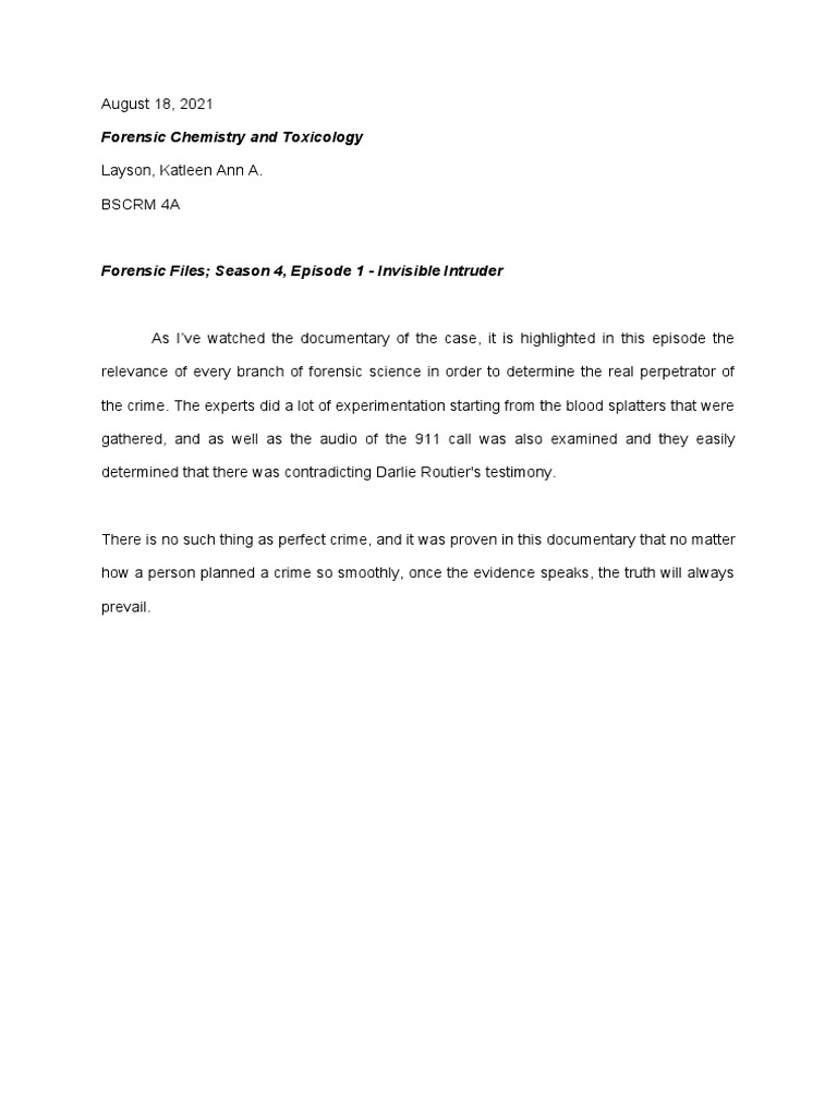 Forensic Files Season 4, Episode 1 - Invisible Intruder | PDF | Social ...