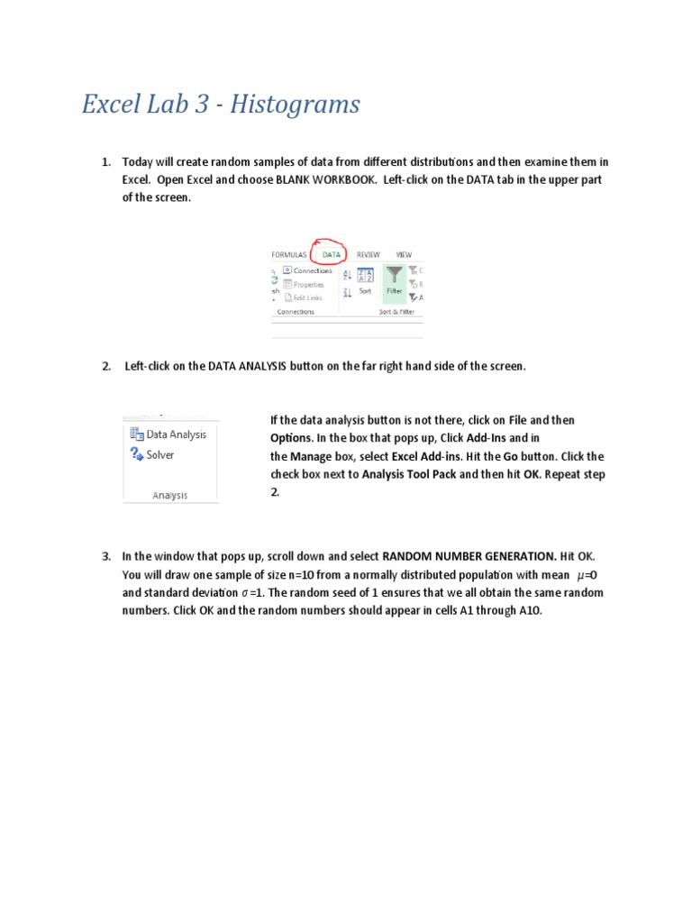 Excel Lab 3 - Histograms | PDF | Histogram | Standard Deviation
