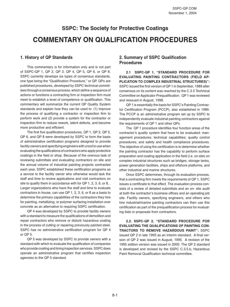 SSPC Qualification Procedures: A Summary of SSPC Standards for ...