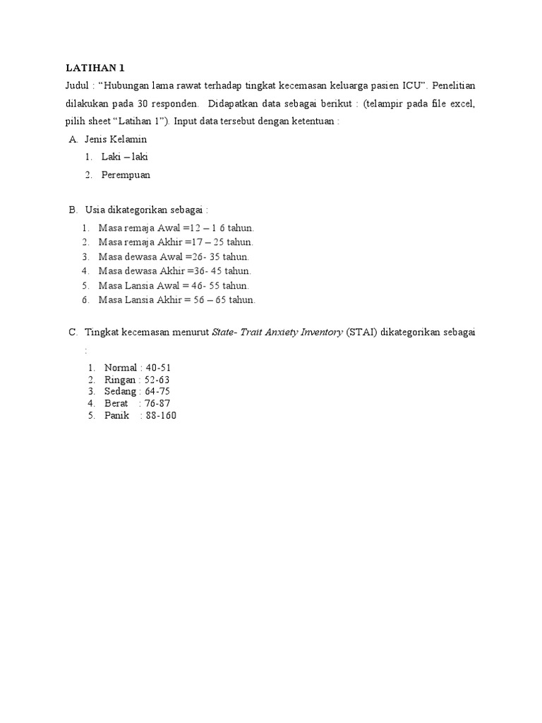 Soal Latihan Input Data SPSS | PDF