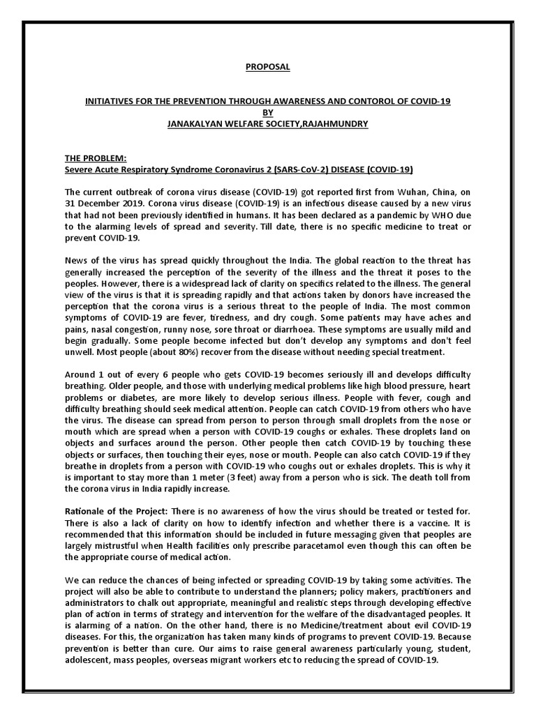 Covid 19 Proposal | PDF | Infection | Pandemic