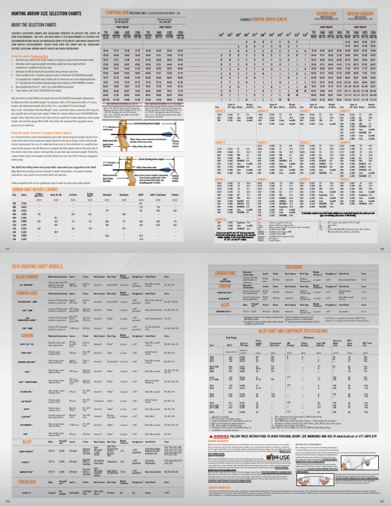 Easton Shaft Selector | PDF | Arrow | Bow And Arrow