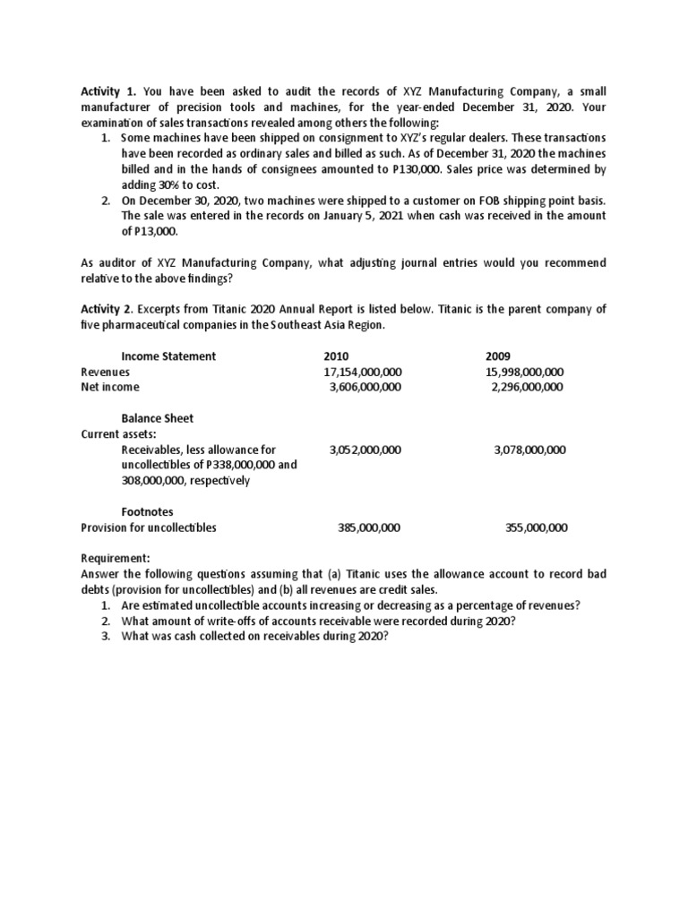 Activity 3 | PDF | Debits And Credits | Bad Debt