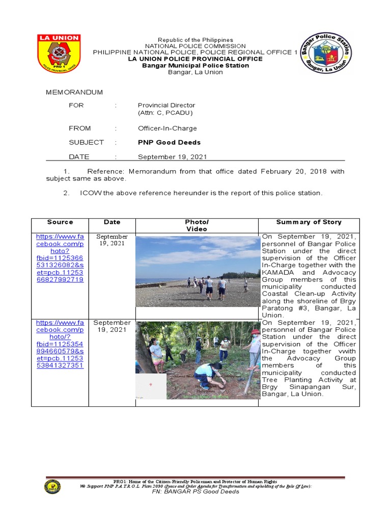 PNP Good Deeds September 13-19, 2021 | PDF | Crime & Violence | Law ...