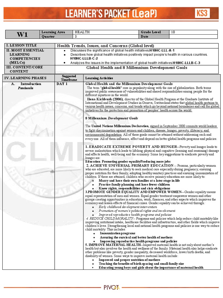 Health Quarter 3 Grade 10 | PDF | World Health Organization | Maternal ...