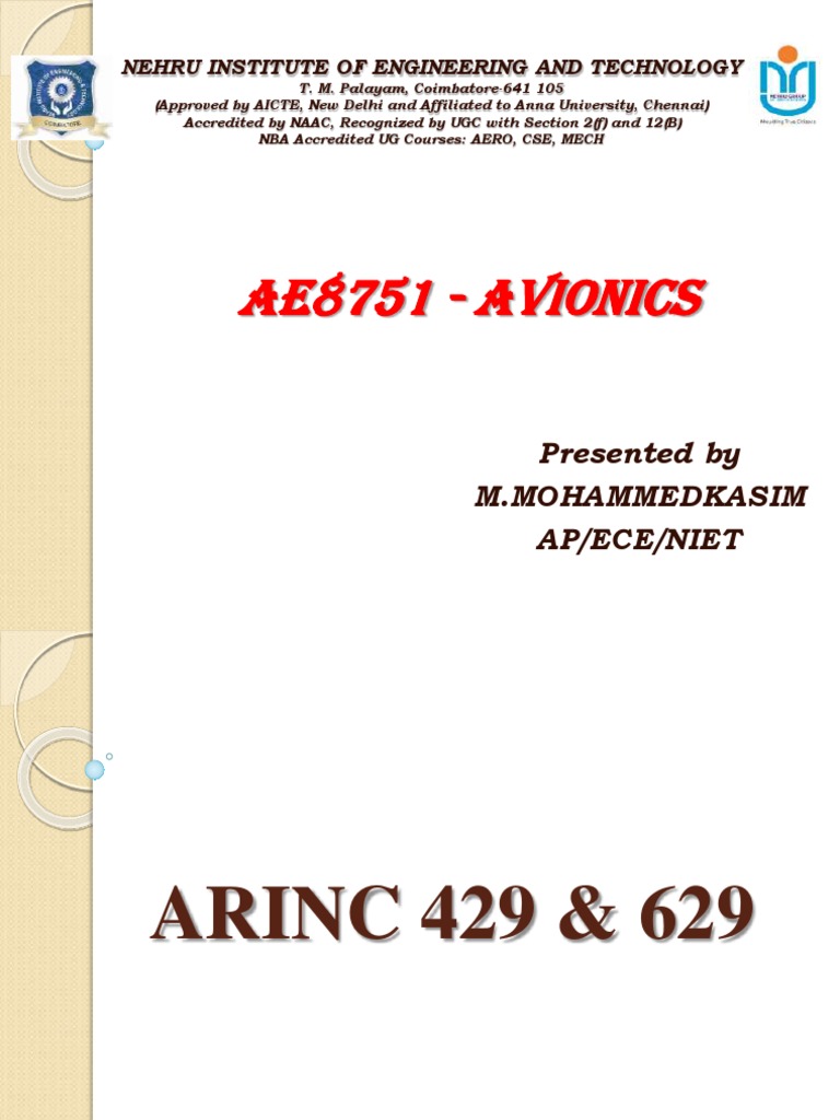 Ae8751 - Avionics: Presented by M.Mohammedkasim Ap/Ece/Niet | PDF | Data Transmission ...