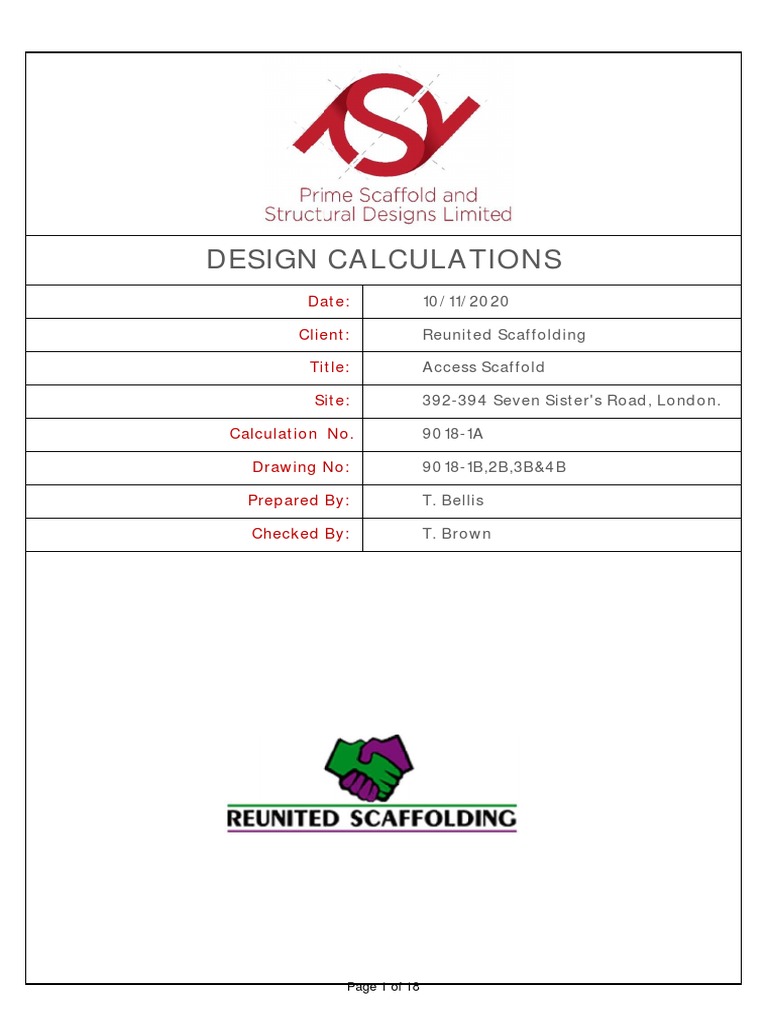 Design Calculations: Date: Client | PDF | Scaffolding | Beam (Structure)