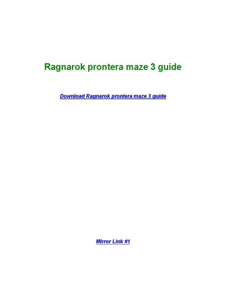 Ragnarok Prontera Maze 3 Guide | PDF | Computing | Personal Computers