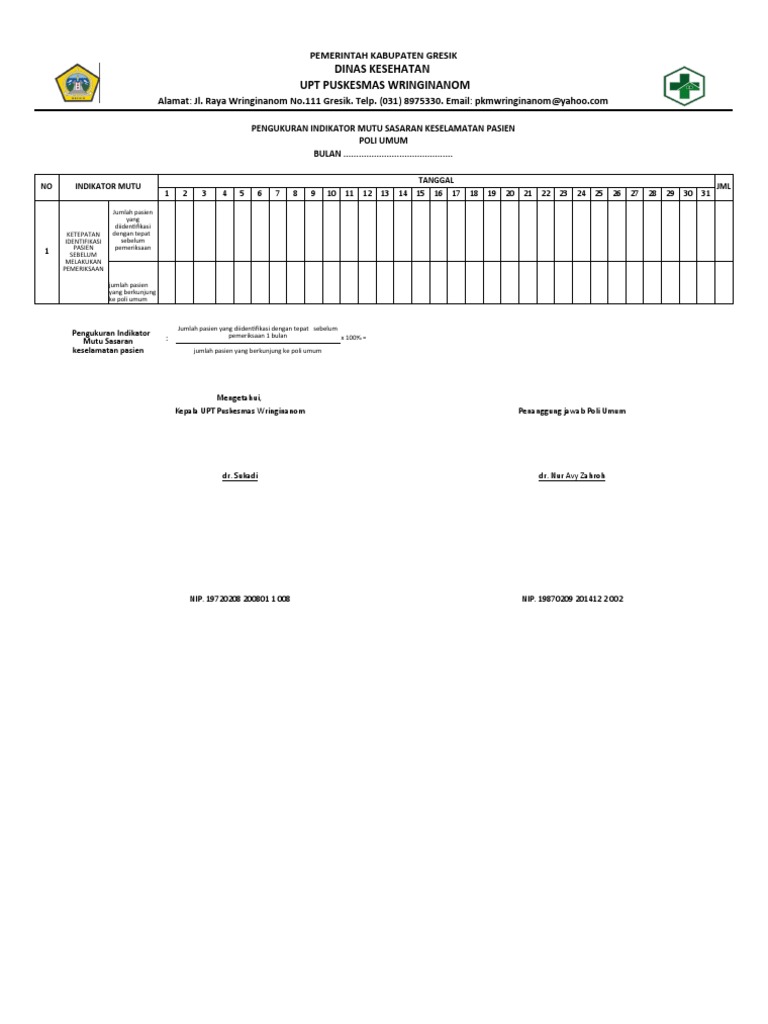 Form Penilaian Indikator Mutu Sasaran Keselamatan Per Bulan | PDF
