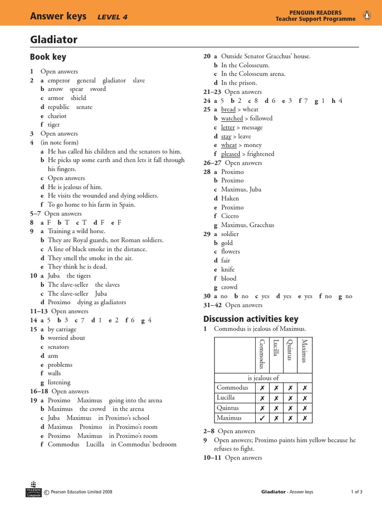 Gladiator: Answer Keys | PDF | Punic Wars | Ancient Rome