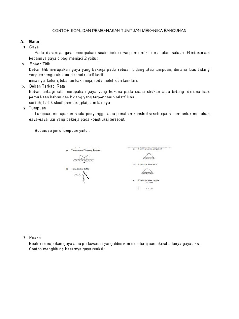 Contoh Soal Dan Pembahasan Tumpuan Mekanika Bangunan | PDF
