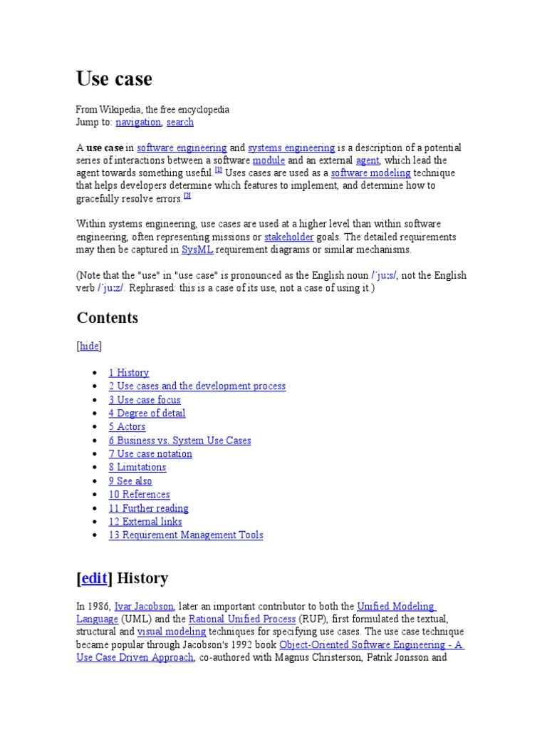 Use Case: From Wikipedia, The Free Encyclopedia | PDF | Use Case ...