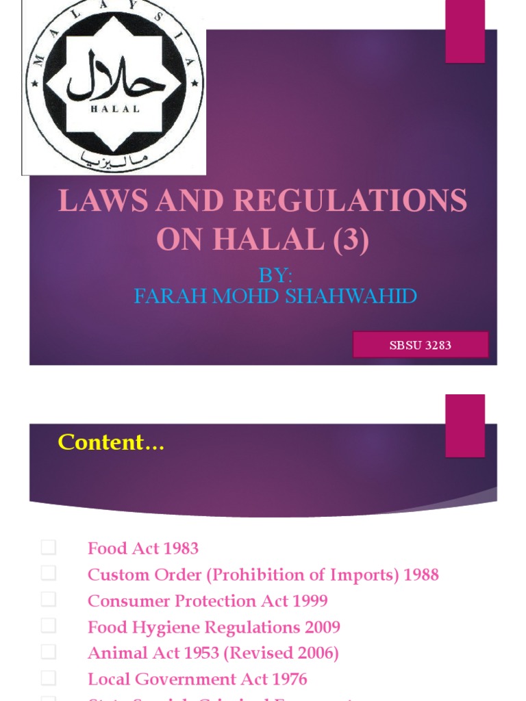 Week 3 - Laws and Regulations On Halal - Food Act | PDF | Foods | Food ...
