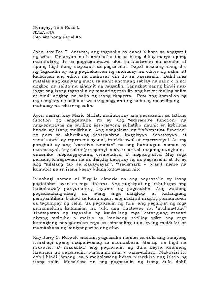 Replektibong Papel Modyul #5 | PDF