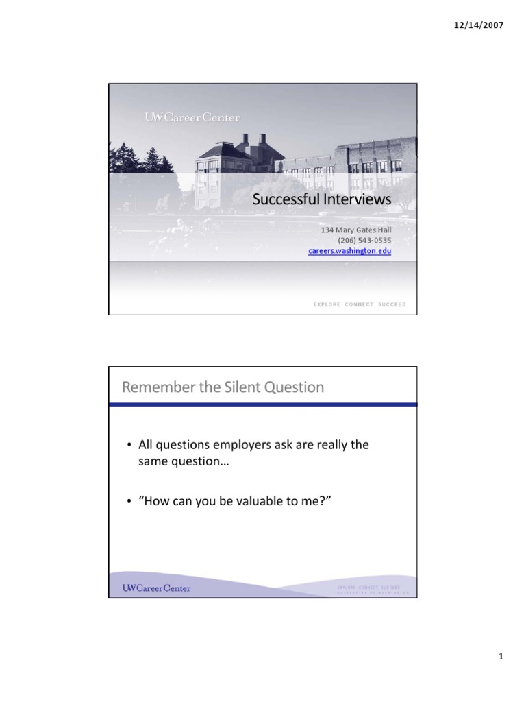 Successful Interviews: Remember The Silent Question | PDF | Question ...