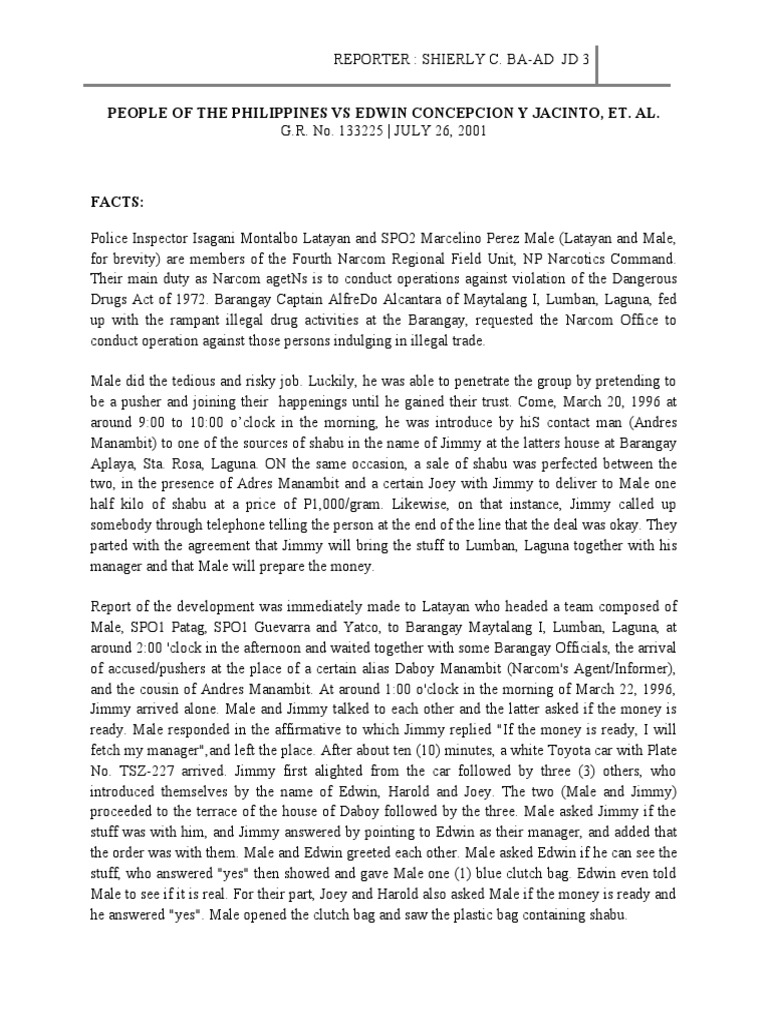 People of The Philippines Vs Edwin Concepcion Y Jacinto, Et. Al | PDF ...