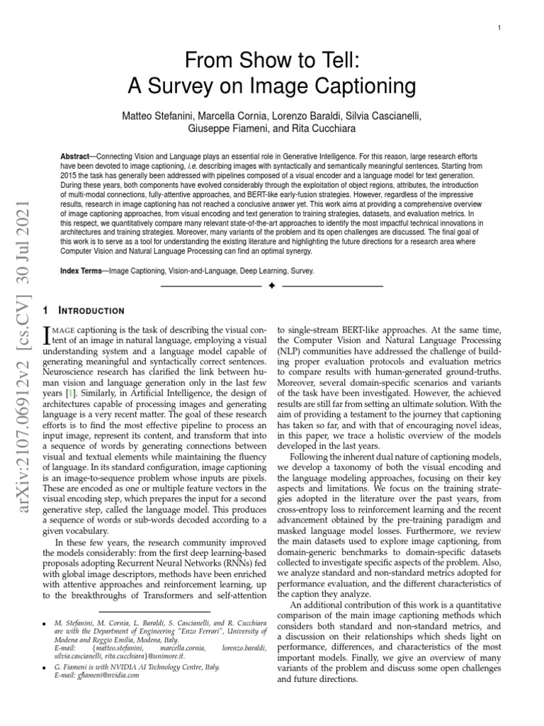 From Show To Tell: A Survey On Image Captioning | PDF | Systems Science ...