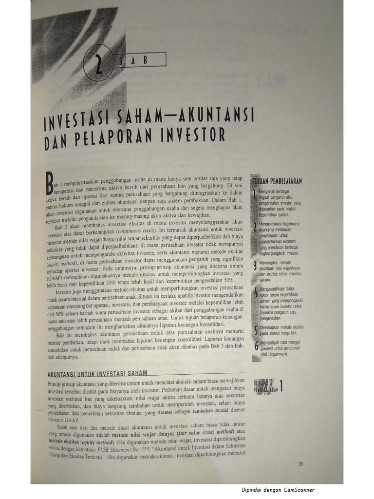 Bab 2 - Investasi Saham Akuntansi Dan Pelaporan Investor | PDF